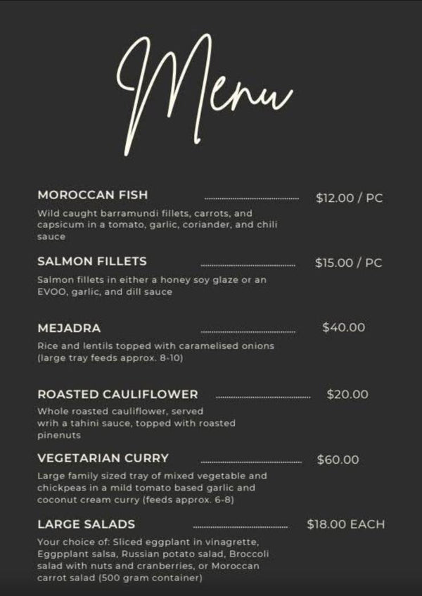 1. Menu – Meals and Memories